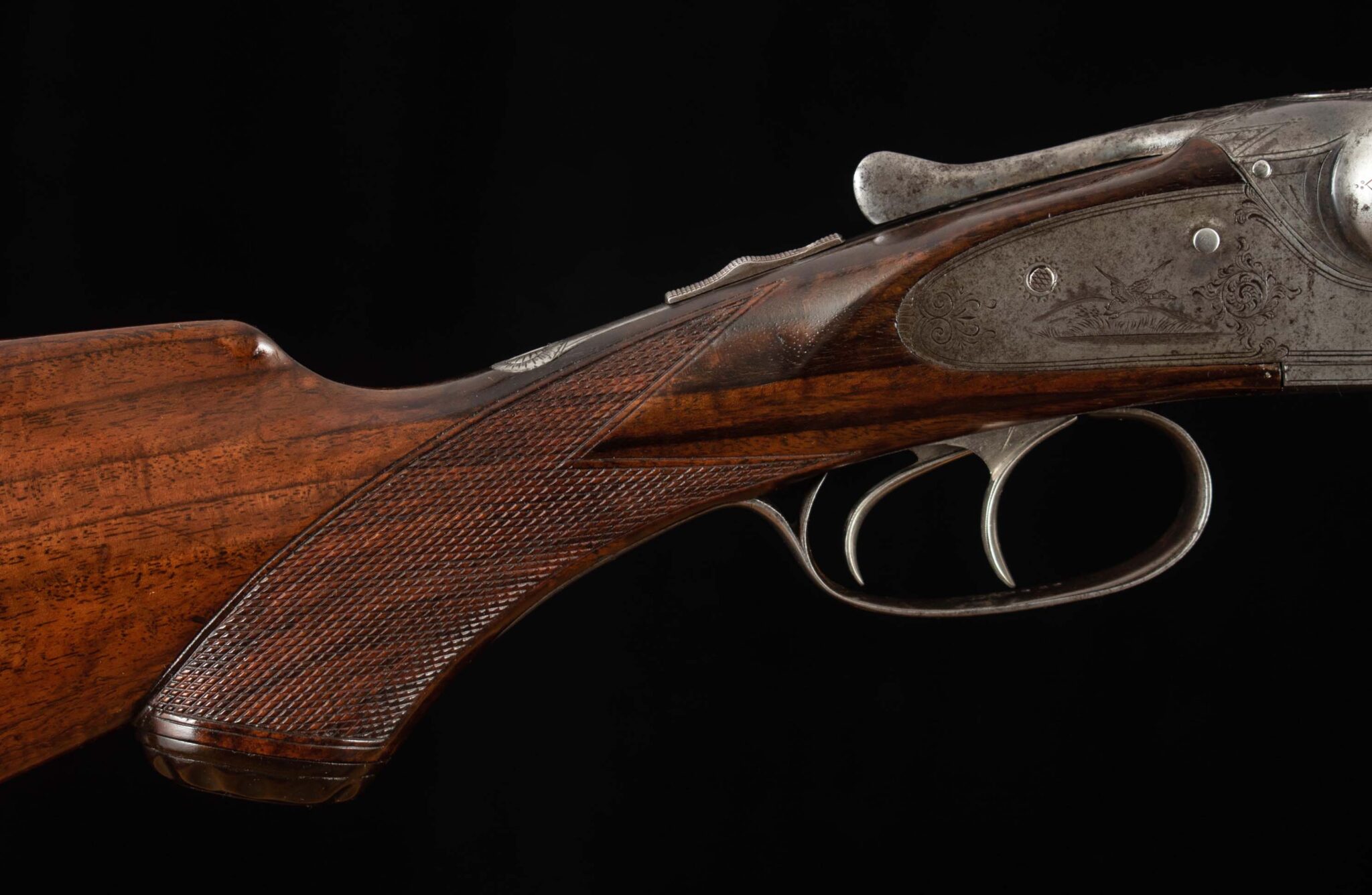 Lefever FE 16 gauge – 1902, F/F, BEAUTIFUL DAMASCUS, VFI CUSTOM LEATHER ...